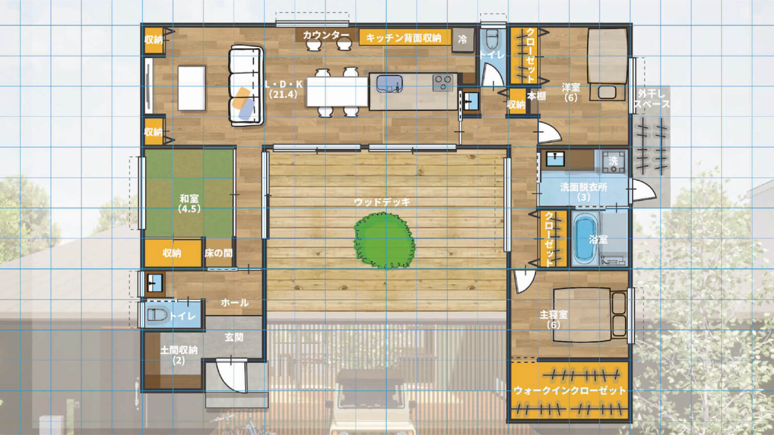 平屋No.004(32.56坪3LDK) | 間取りTips